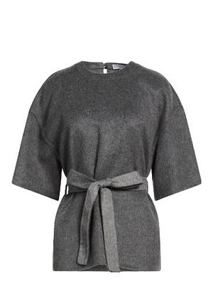 Brunello Cucinelli Virgin Wool Belted Top - Grey
