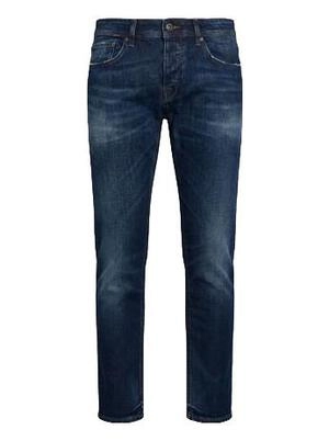 B-USED Tapered Cotton Jeans With Elastane - Blue