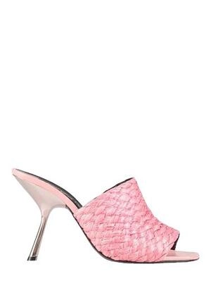 SERGIO ROSSI Raffia Slide Sandals - Pink