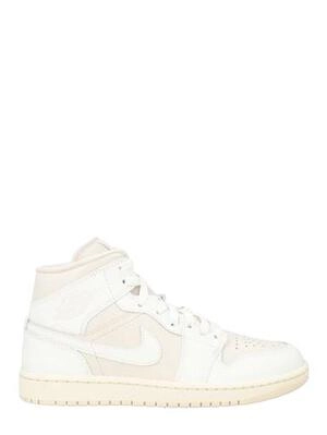 JORDAN Jordan Air 1 Mid Leather And Textile High-Top Sneakers Beige