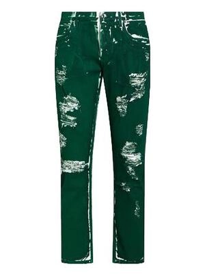 Dolce & Gabbana Straight-leg Distressed Cotton Jeans - Green