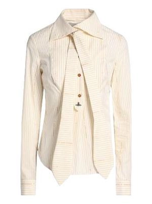VIVIENNE WESTWOOD Striped Cotton And Viscose Blend Shirt With Bow Detail - Yellow