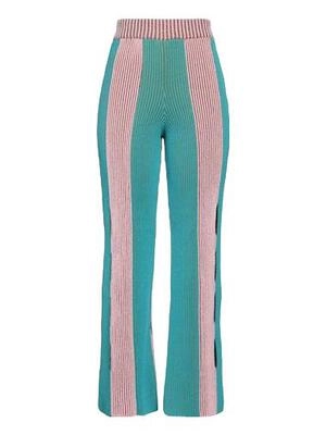 Andersson Bell Striped Knit Wide Leg Pants - Blue