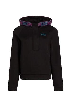 EA7 Cotton And Polyester Blend Sweatshirt With Logo Detail - Black