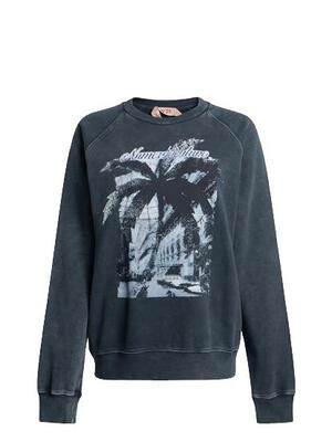 N°21 Charcoal Cotton French Terry Sweatshirt With Print - Grey