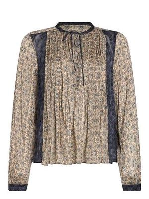 Rag & Bone Viscose Blend Metallic Fiber Blouse - Beige