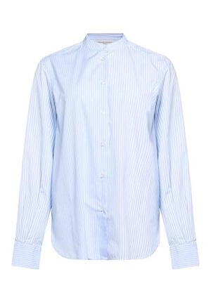 Officine Générale Asymmetric Striped Cotton Poplin Shirt - Blue