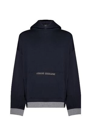 Armani Exchange Two-tone Hooded Sweatshirt - Navy