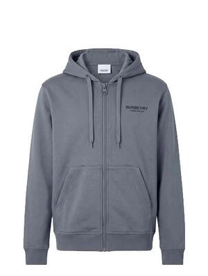 Burberry Slate Cotton Terry Hoodie - Blue