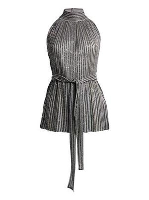 Missoni Ribbed Knit Halterneck Top With Sequins - Grey