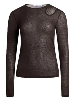 CARACTÈRE Long Sleeve T-shirt With Cutout - Dark Brown
