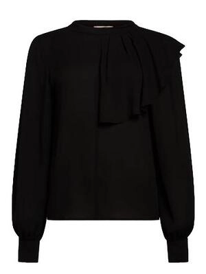 CARLA G. Long Sleeve Ruffle Top - Black