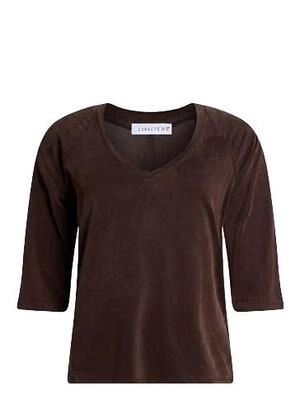 CARACTÈRE CARACTÈRE Military Cupro Elastane 3/4 Sleeve Tee Brown