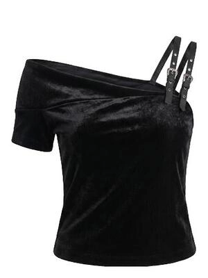 Versace Corduroy Cold-shoulder Top - Black