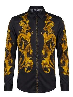 Versace Viscose Blend Floral Print Shirt - Black