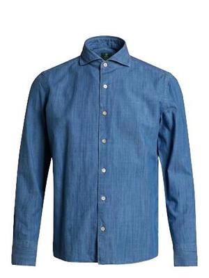 LUIGI BORRELLI NAPOLI Denim Shirt Slate Size Cotton - Blue