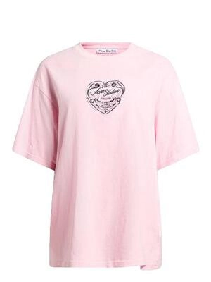 Acne Studios Cotton T-shirt With Logo Appliqu - Pink