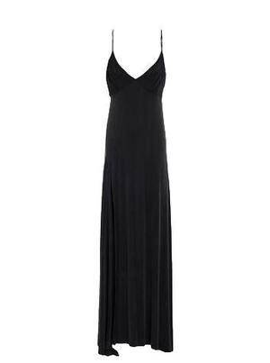 Versace Cupro Blend Maxi Slip Dress With Tulle Trims - Black
