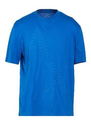 Armani Exchange Man T-shirt White Size L Cotton Blue