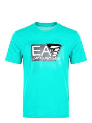 EA7 T-shirt Turquoise Size Cotton - Blue