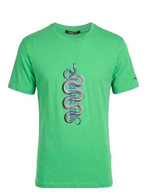 Roberto Cavalli Man T-shirt Green Size Xl Cotton Green