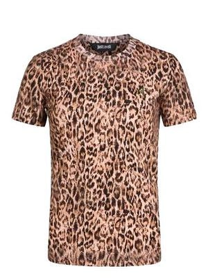 Just Cavalli Leopard Print Cotton T-shirt - Beige