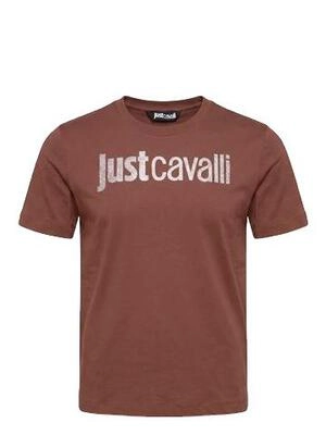 Just Cavalli Flocked Logo Print T-shirt - Brown