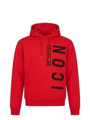 Dsquared2 Cotton Terry Hooded Sweatshirt With Logo Embellishment - Red