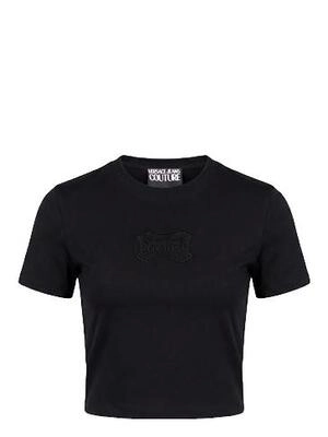 Versace Cotton Elastane Crop T-shirt - Black
