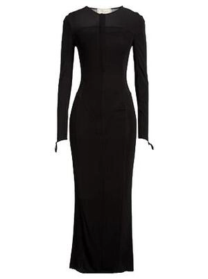 BLUMARINE Blumarine Black Viscose Blend Bodycon Maxi Dress With Lace Trims