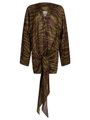 Attico Military Cotton Zebra-print Midi Dress - Green