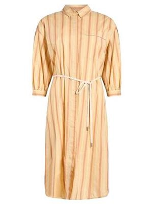 Peserico Pescorico Pastel Striped Cotton Midi Shirt Dress - Yellow