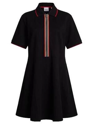 Burberry Cotton Piqué Polo Dress With Appliqués - Black
