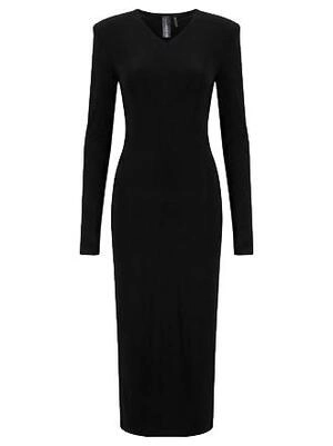 Norma Kamali Stretch Jersey V-neck Long Sleeve Maxi Dress - Black
