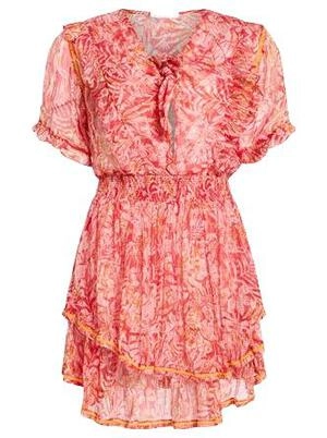 Poupette St Barth Multicolor Georgette Ruffled Mini Dress - Red