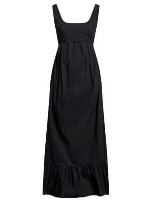 COMPAGNIA ITALIANA Cotton Maxi Dress With Ruffles And Open Back - Black