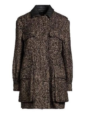 Max Mara Single-breasted Virgin Wool Blend Coat With Leather Accents - Black
