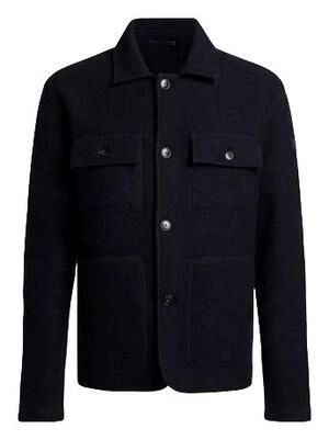 Façonnable Midnight Boiled Wool Jacket - Blue