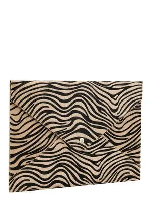 HEAVEN MAYHEM Print Faux Leather Laptop Sleeve - Zebra