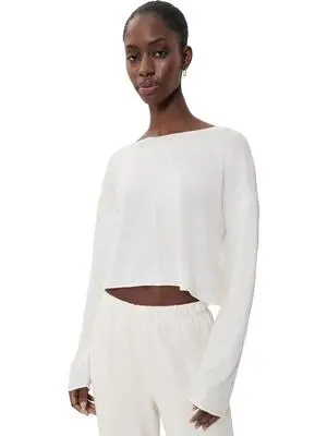 Eterne Cropped Boatneck Knit Top - Ivory