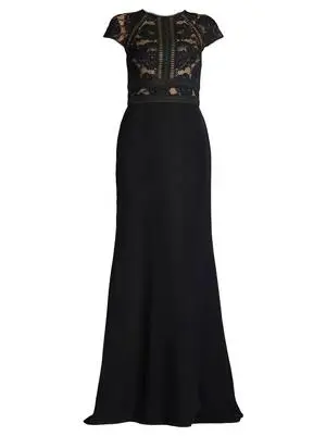 Tadashi Shoji Catrine Lace-panelled Maxi Dress - Black