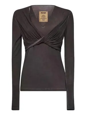 UMA WANG Twisted Draped Long-sleeve Top - Brown
