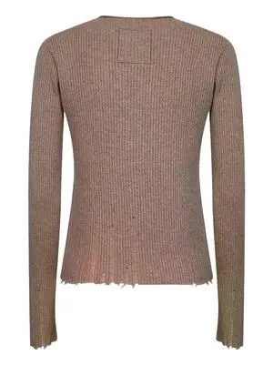 UMA WANG Ribbed Knit Long Sleeve Sweater - Brown