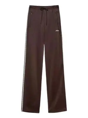 ANIYE BY Logo Embroidered Side Stripe Wide Leg Track Pants - Brown