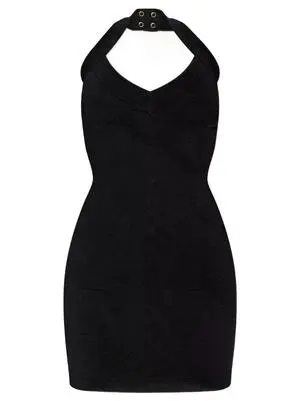 Balmain Jacquard Halterneck Mini Dress - Black