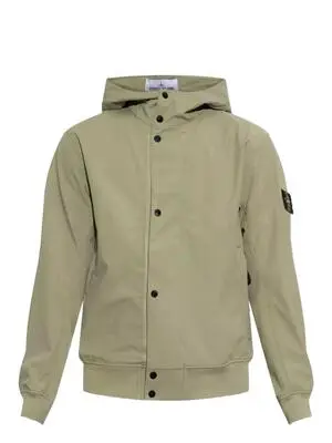 Stone Island Logo Patch Hooded Jacket - Green