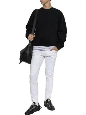 Dsquared2 Cotton Crew Neck Sweater With Logo Trim - Black