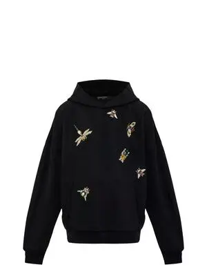 Balmain Embellished Cotton Hoodie - Black