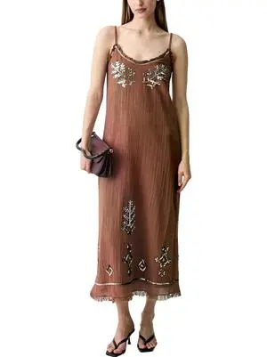 HOSS INTROPIA Hoss Intropia Sequin-Embellished Sleeveless Ruffled Midi Dress