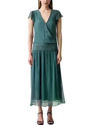 HOSS INTROPIA Beaded Wrap Midi Dress - Green